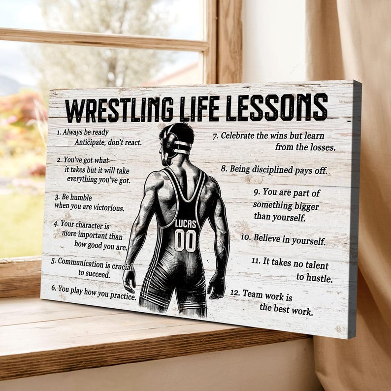 Wrestling Life Lessons Personalized Canvas, Custom Wrestling Poster ...
