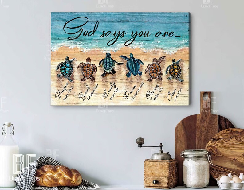 God Says You Are Sea Turtle on Sand Beach Art Canvas Turtle - Etsy