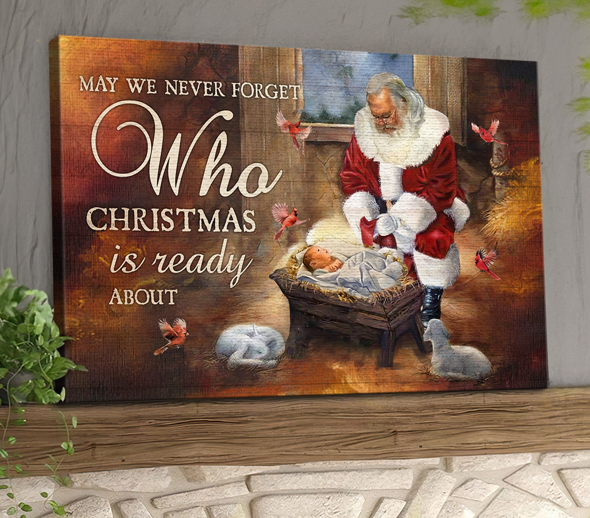 Kneeling Santa Praying for a Baby Christ Baby Jesus CANVAS - Etsy Canada