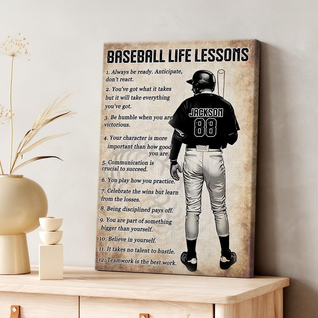 Baseball Life Lessons Canvas for Men, Boy, Male – Inspirational Sports ...