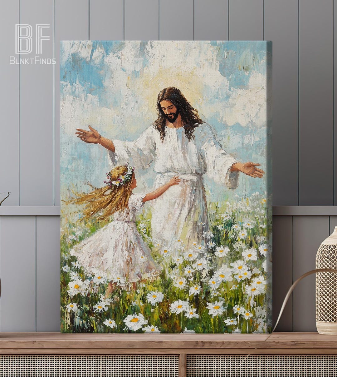 Jesus and Girl Dancing Canvas, Modern Christian Art Poster, Jesus With ...