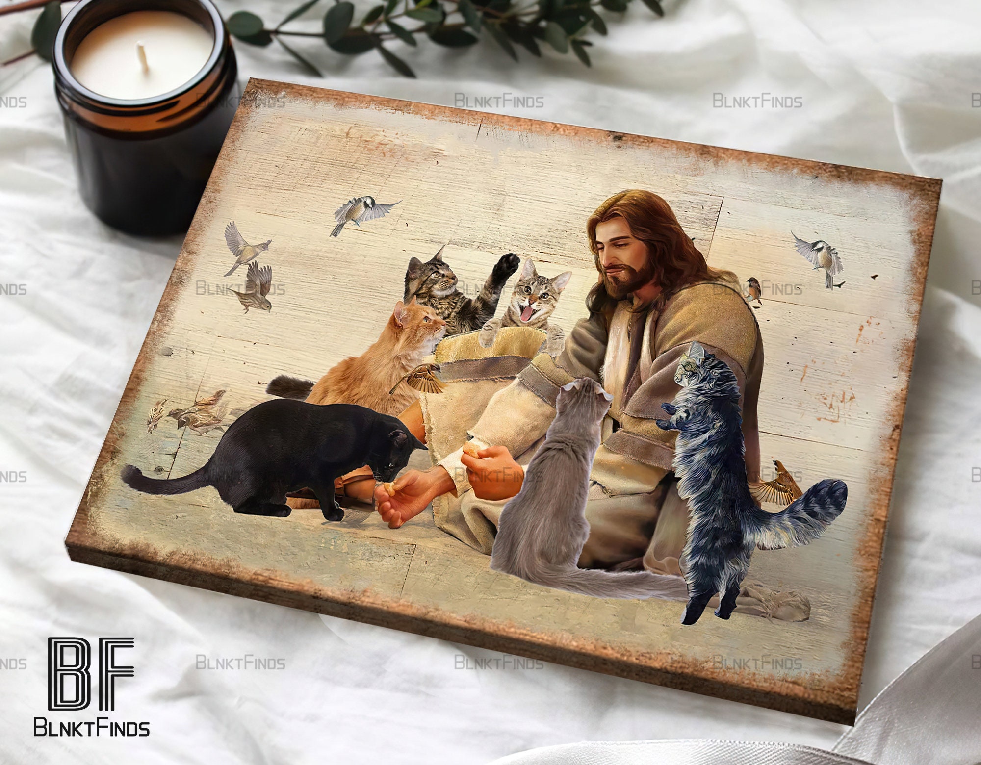 Jesus Hug Cats Canvas Tranquil Farm Art Cats With Jesus - Etsy