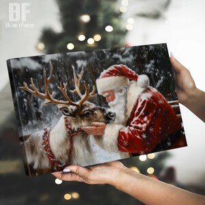 Christmas 2024 Canvas Art: Santa Claus With Reindeer, Festive Holiday ...