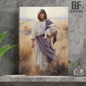 The Journey Home Jesus Art Canvas, Jesus Hold a Lamb Faith Inspired Art ...