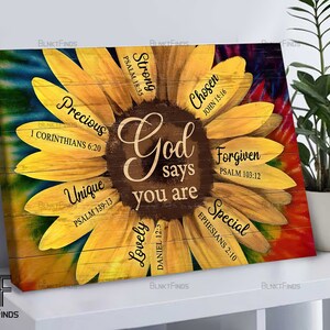 Beautiful Sunflower, God Says You Are Sunflower Art Canvas, God Canvas ...
