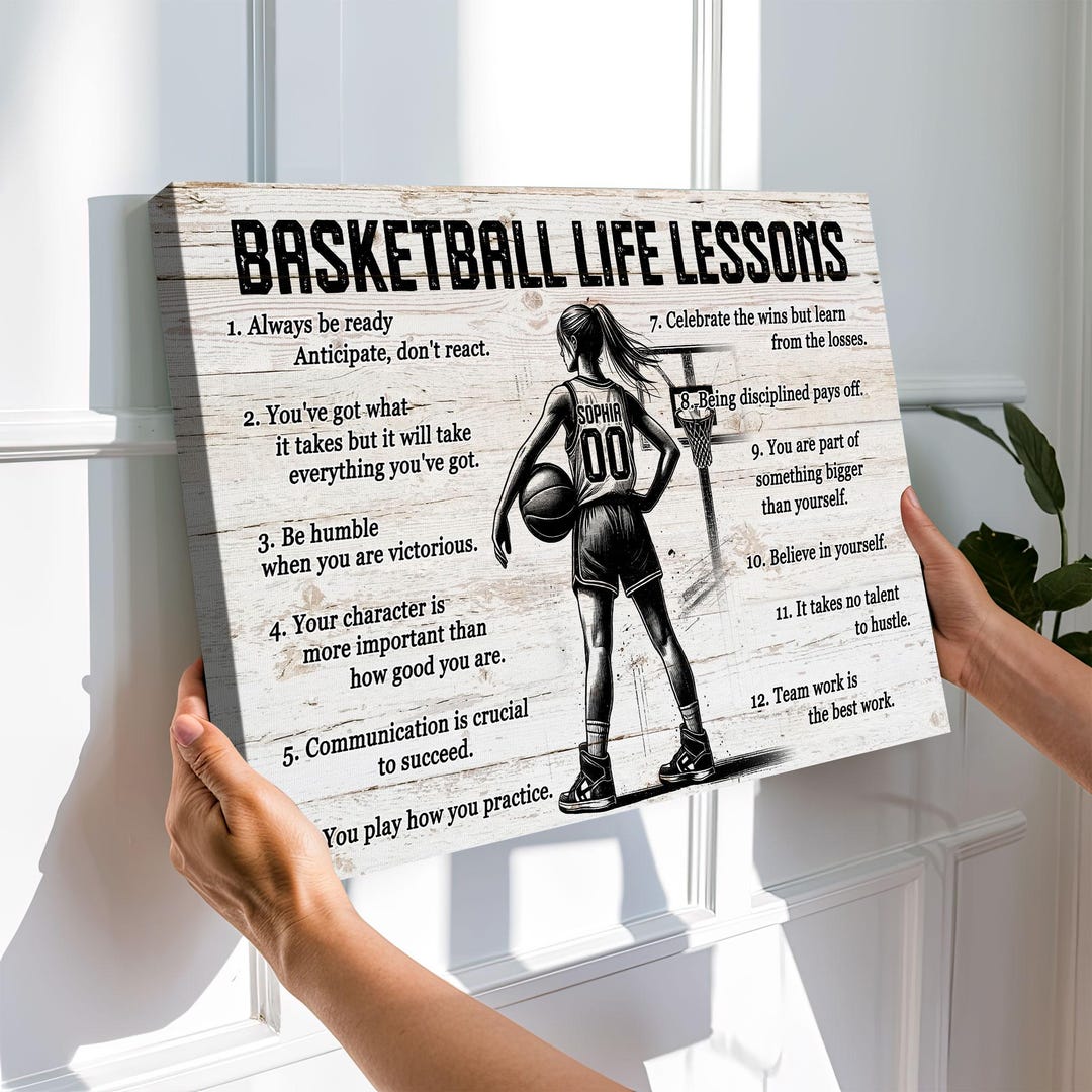 Basketball Life Lessons Personalized Canvas, Custom Basketball Poster ...