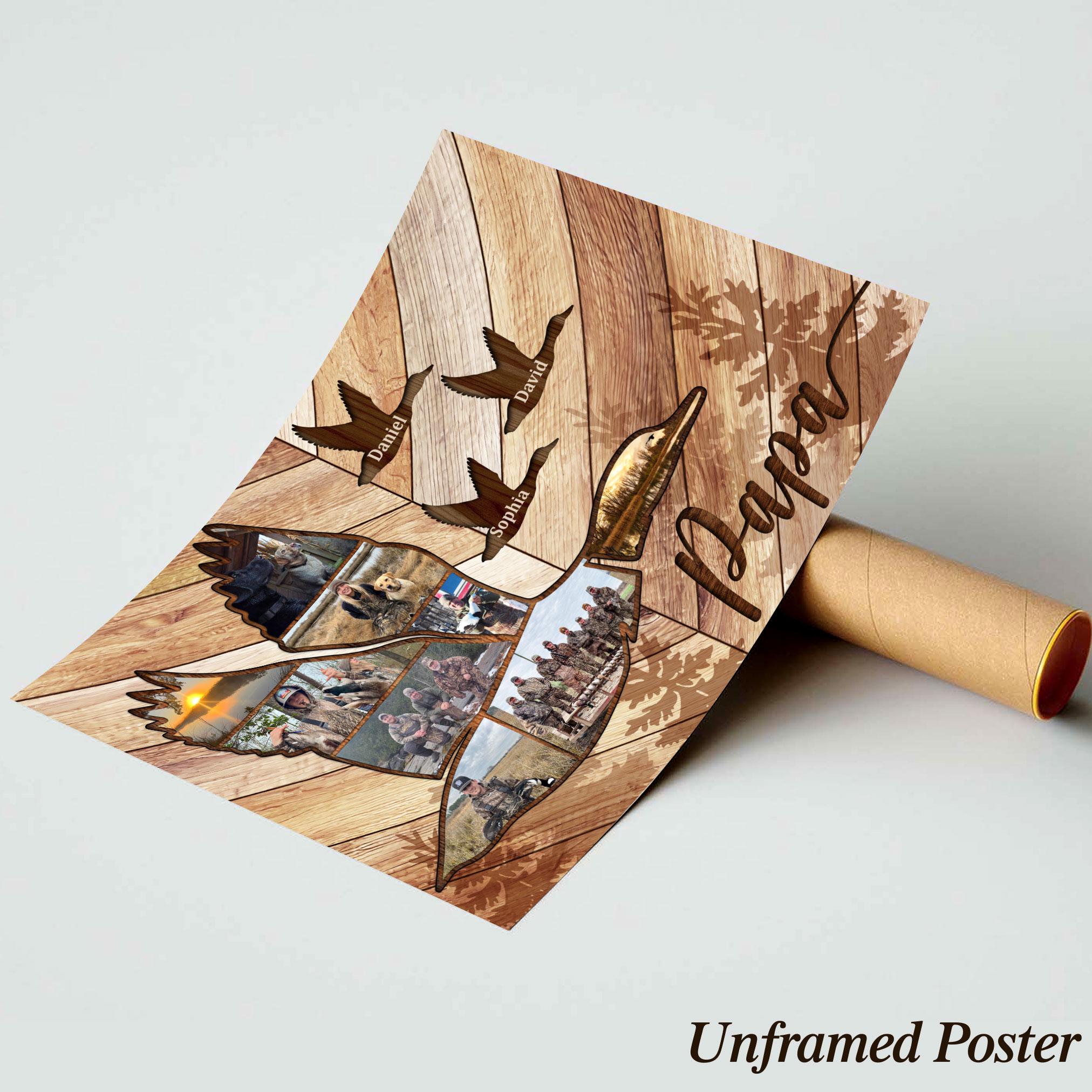 Papa Duck Hunting Canvas, Custom Photo Collage, Rustic Hunting, Father ...