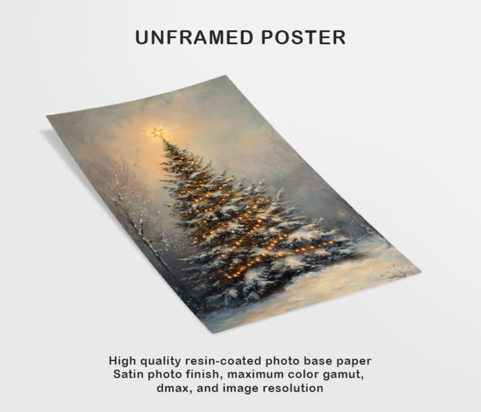 Vintage Moody Christmas Tree Canvas or Poster, Antique Holiday Winter ...