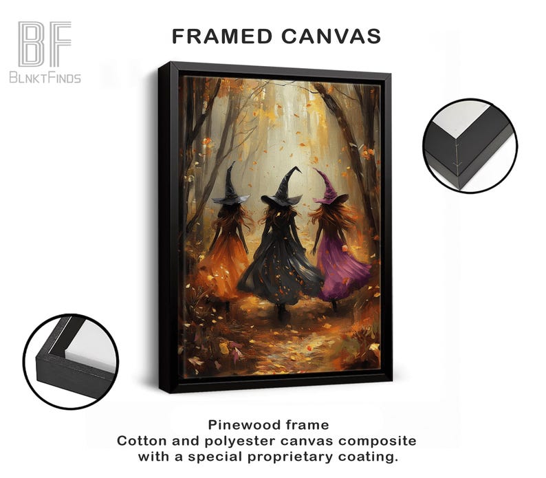 Three Witches in Canvas Art, Three Witches Art, Witch Print, Witchy ...