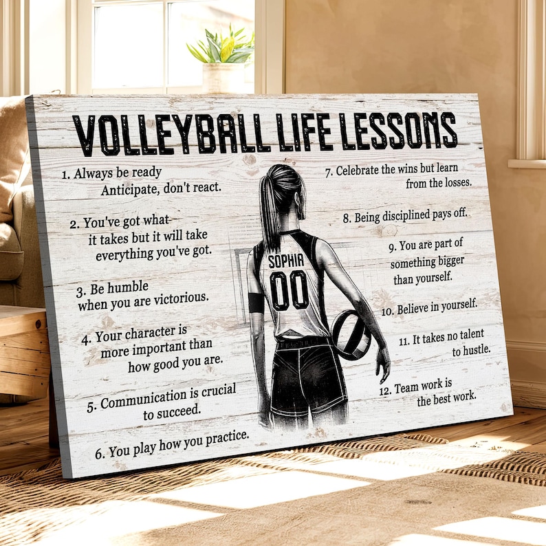 Volleyball Life Lessons Personalized Canvas, Custom Volleyball Poster ...