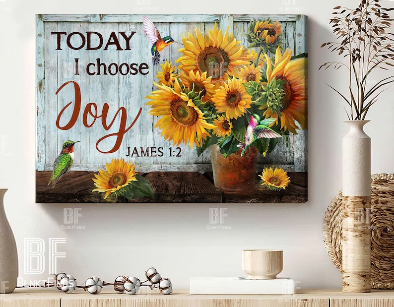 Today I Choose Joy Sunflower Canvas Lovely Sunflower - Etsy
