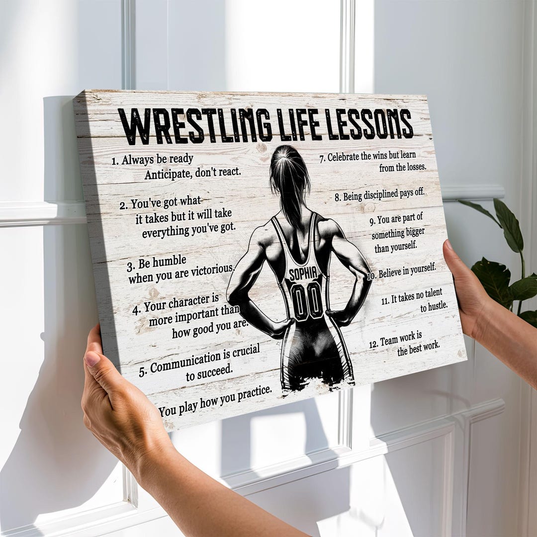 Wrestling Life Lessons Personalized Canvas, Custom Wrestling Poster ...