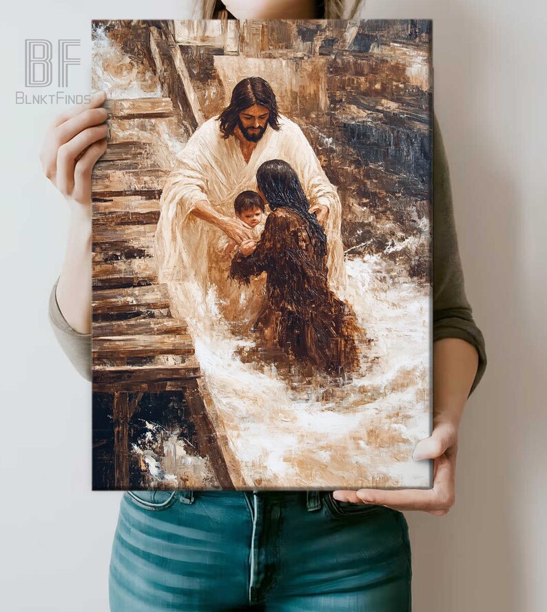 Jesus Protecting Mother and Child Canvas , Uplifting Christian Art ...