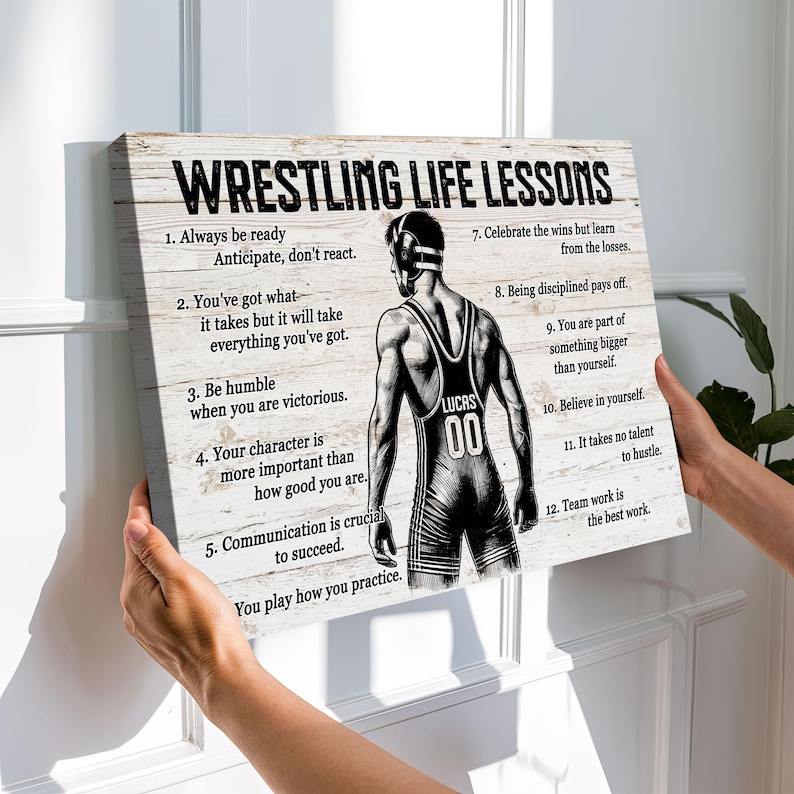 Wrestling Life Lessons Personalized Canvas, Custom Wrestling Poster ...