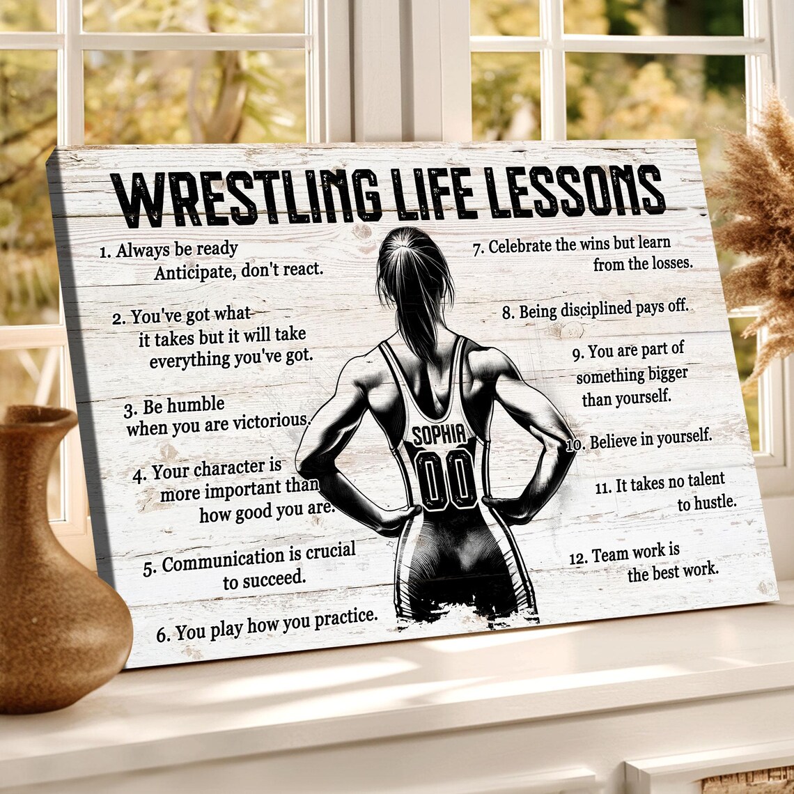 Wrestling Life Lessons Personalized Canvas, Custom Wrestling Poster ...
