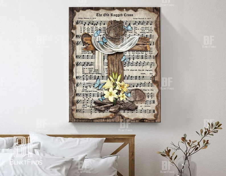 The Old Rugged Cross Canvas Cross Symbol Crown of Thorns - Etsy