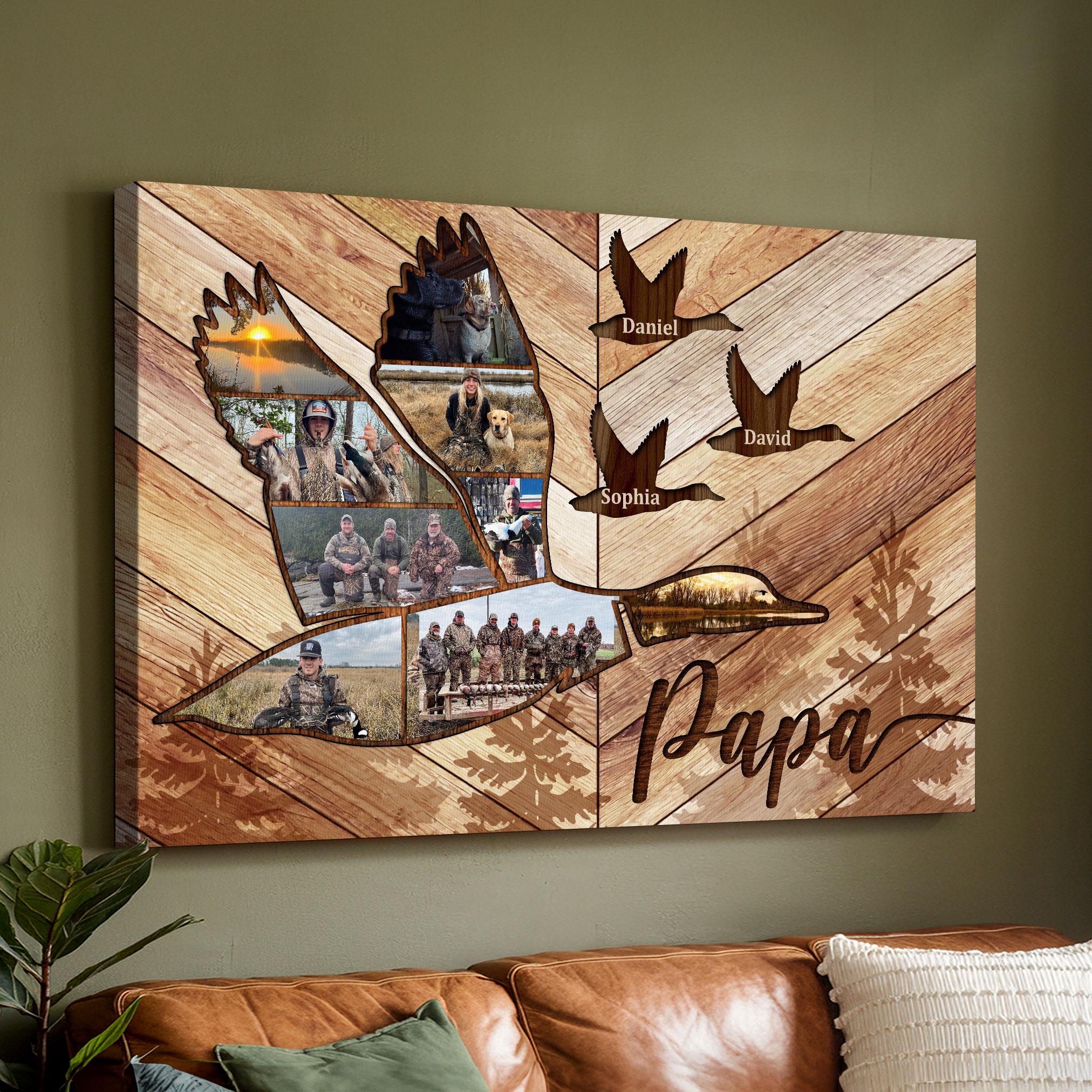 Papa Duck Hunting Canvas, Custom Photo Collage, Rustic Hunting, Father ...