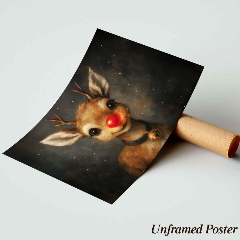 Rudolph Red Nose Reindeer Canvas, Christmas Xmas Gift for Kids, Rustic ...
