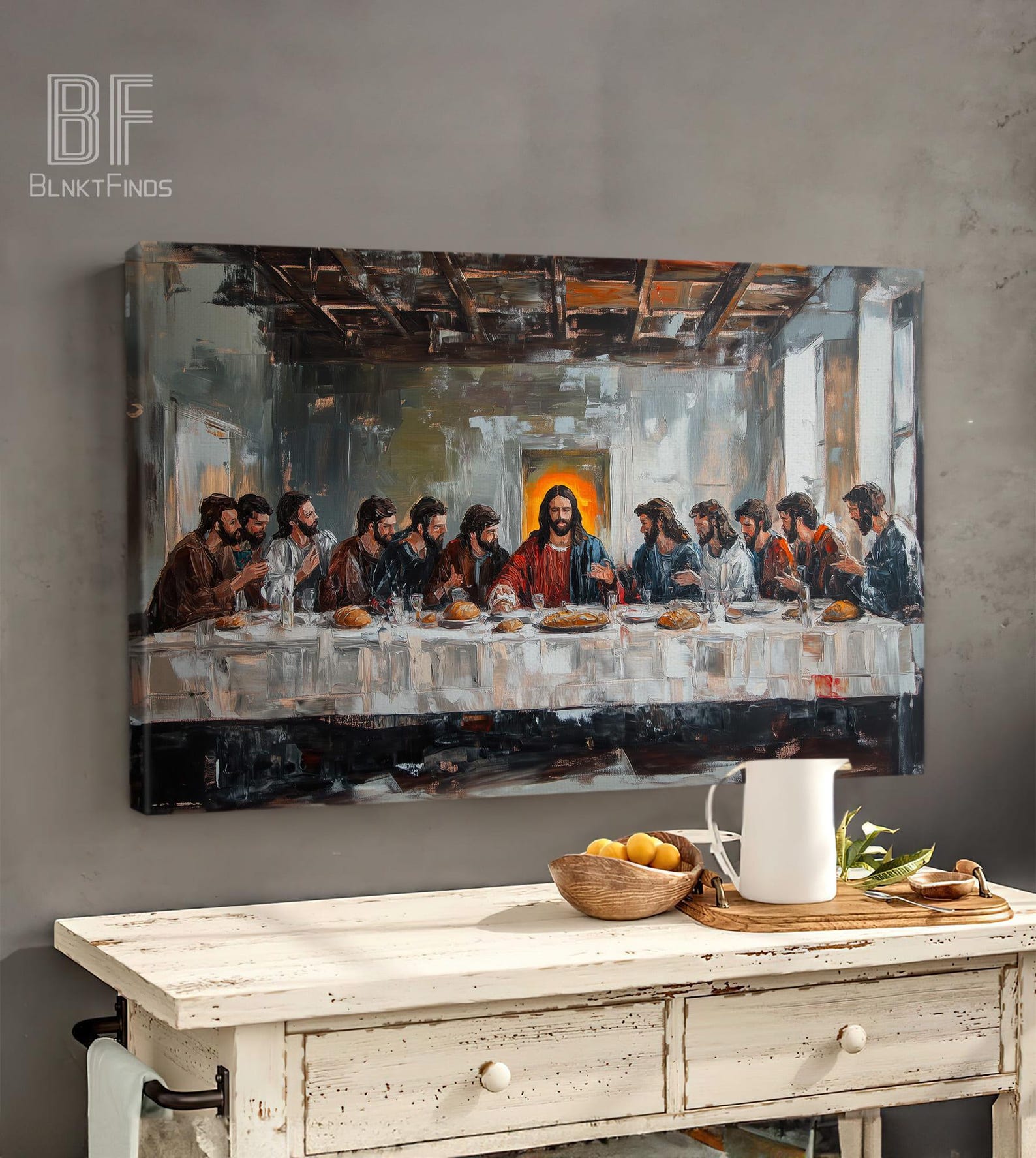 The Last Supper Canvas Wall Art, Jesus and Disciples Painting ...