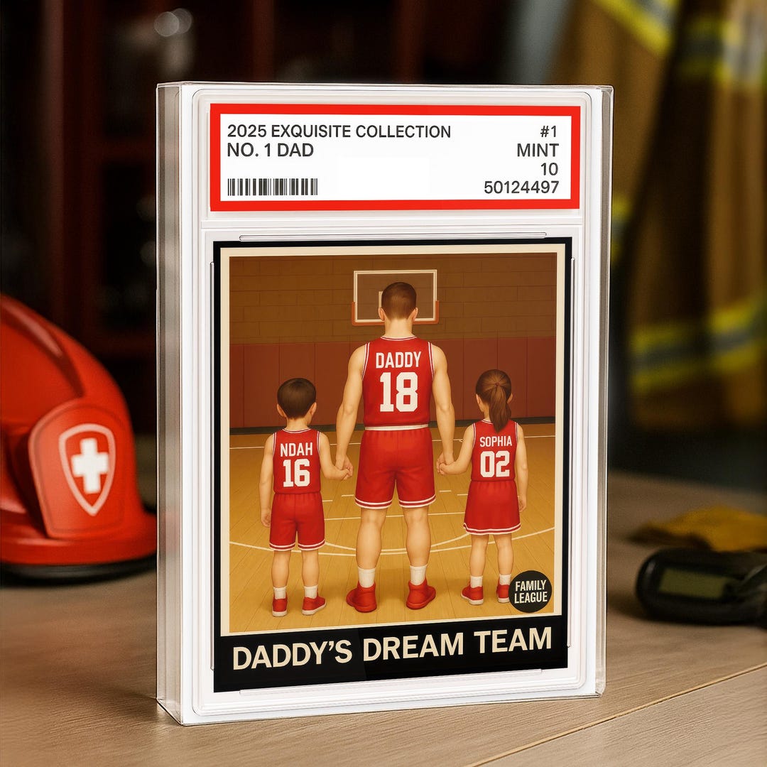 Basketball No.1 Dad Trading Card Style, Acrylic Block Plaque, Custom ...