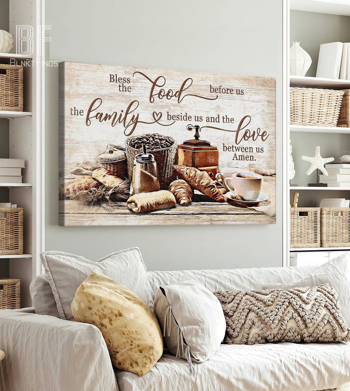 Delicious Meal Art Canvas, Kitchen Decore, Bless the Food Before Us ...