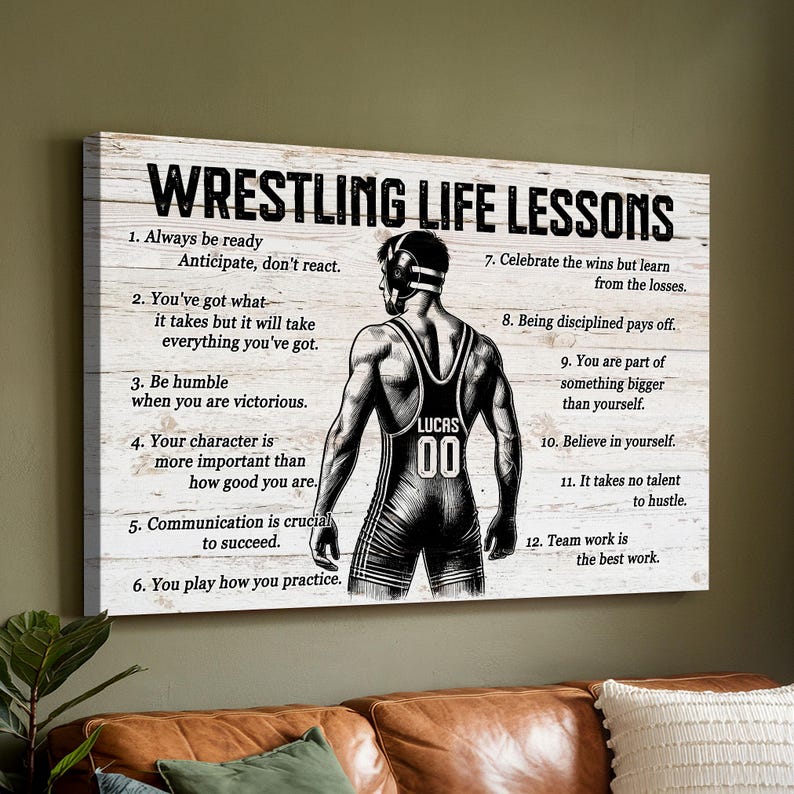 Wrestling Life Lessons Personalized Canvas, Custom Wrestling Poster ...