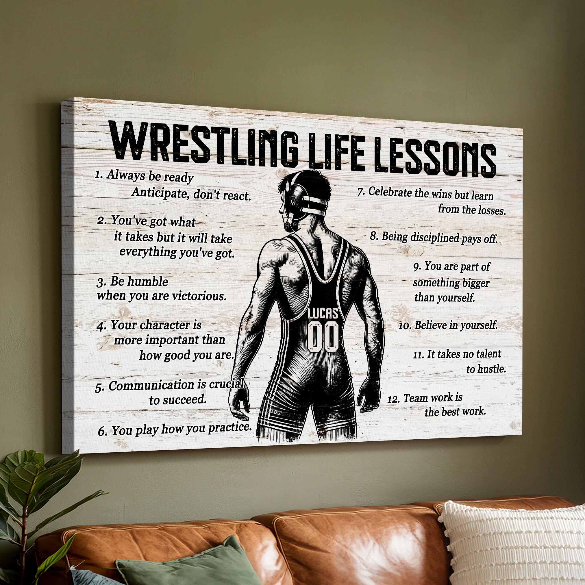Wrestling Life Lessons Personalized Canvas, Custom Wrestling Poster ...