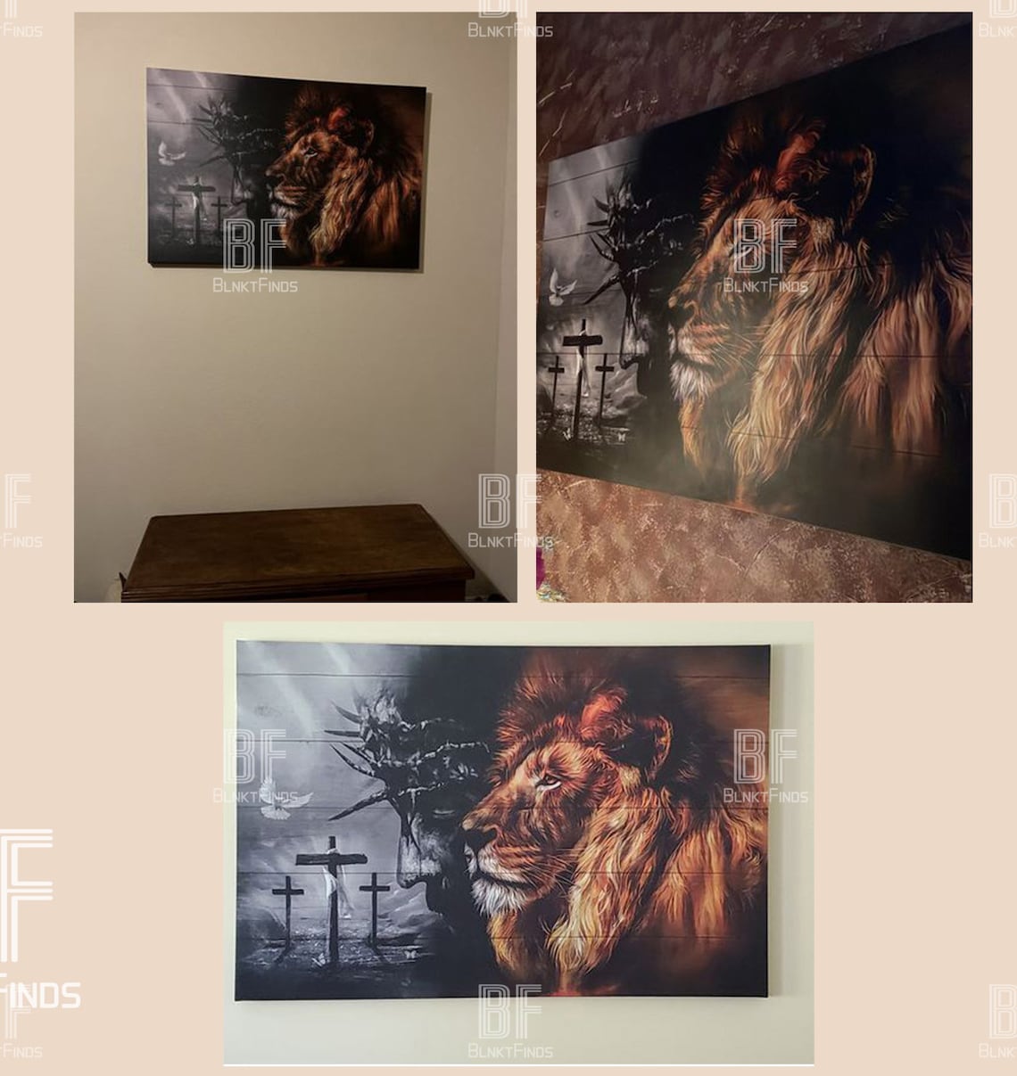 Lion and Jesus Art Painting, Lion and Lamb Art Canvas, Lion of Judah ...