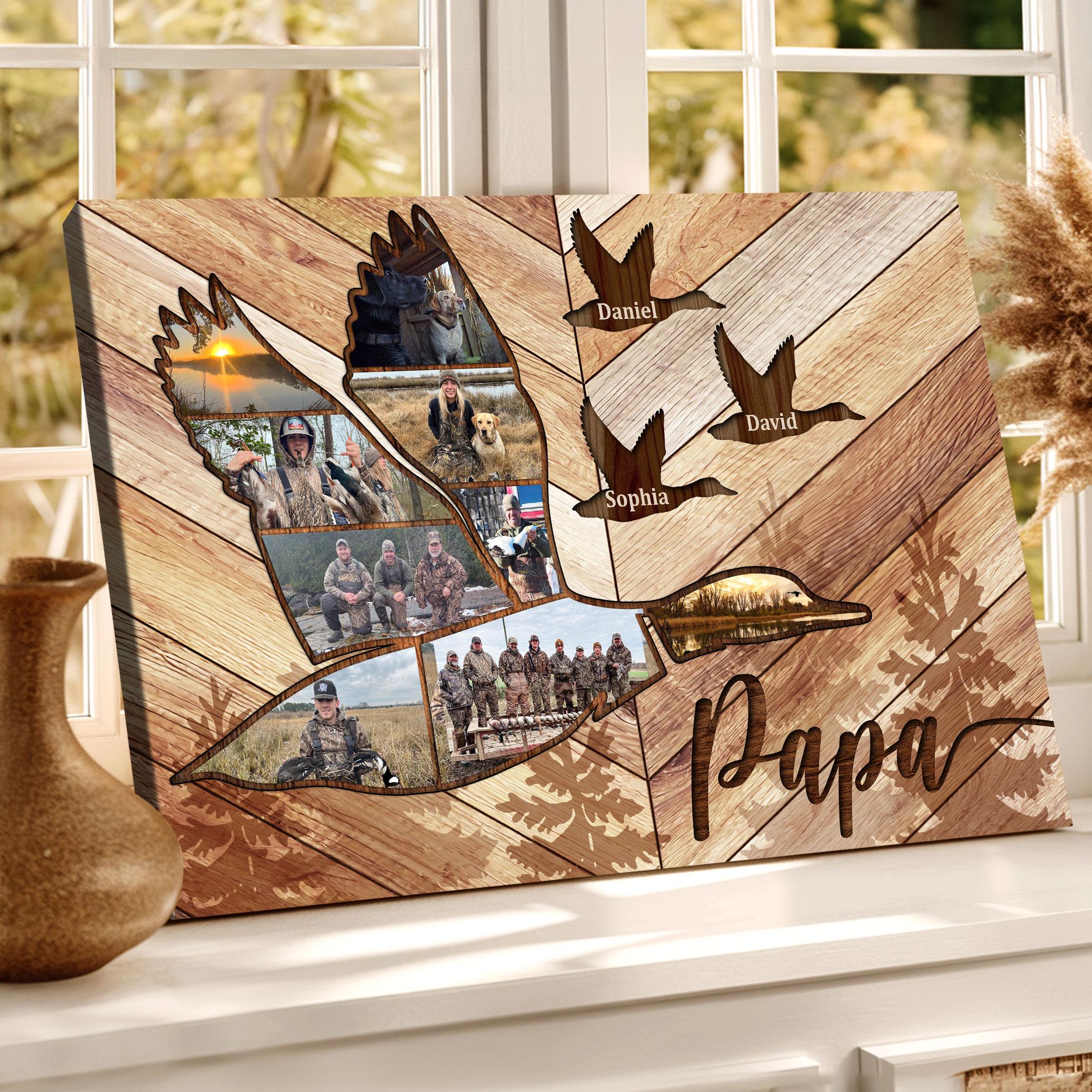Papa Duck Hunting Canvas, Custom Photo Collage, Rustic Hunting, Father ...