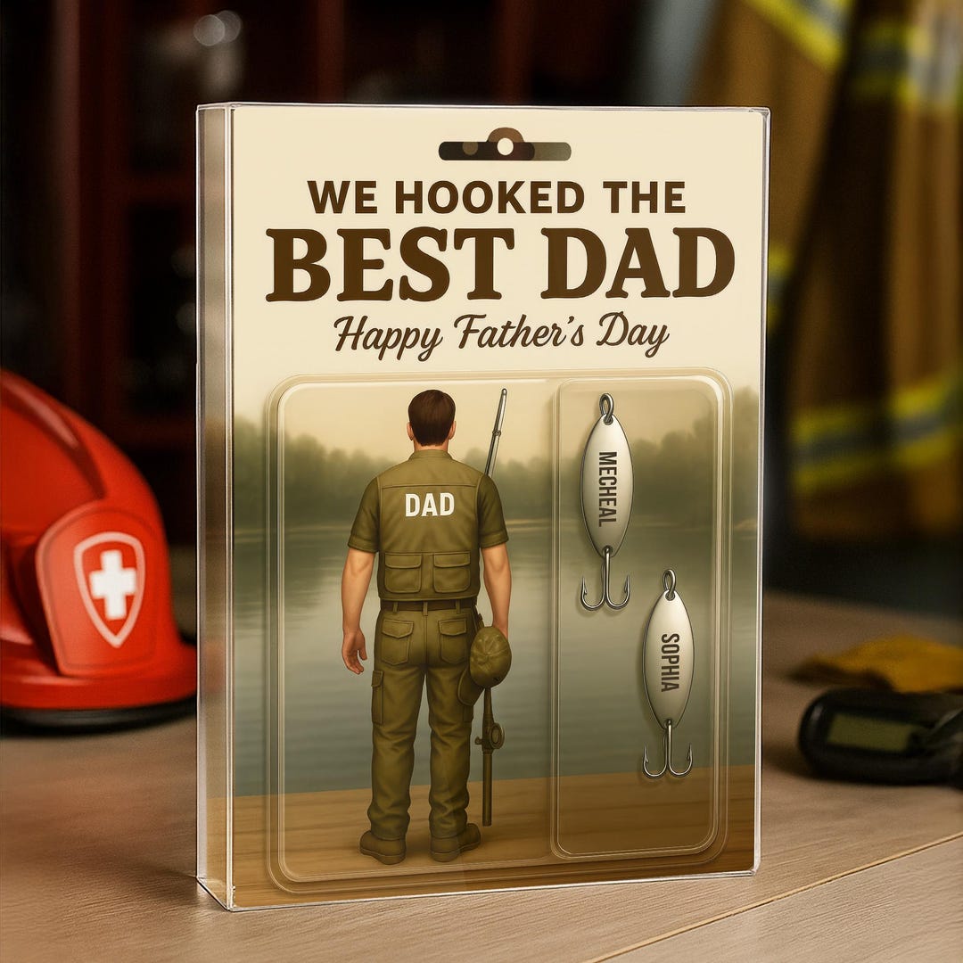 Custom Figure Fishing Dad Acrylic Block Plaque, We Hooked the Best Dad ...