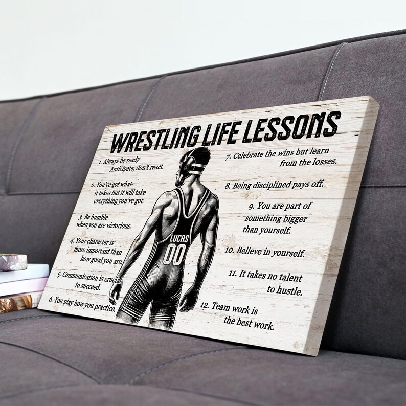 Wrestling Life Lessons Personalized Canvas, Custom Wrestling Poster ...