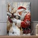 Santa With Reindeer Christmas Canvas Art, Cozy Winter Wall Decor ...