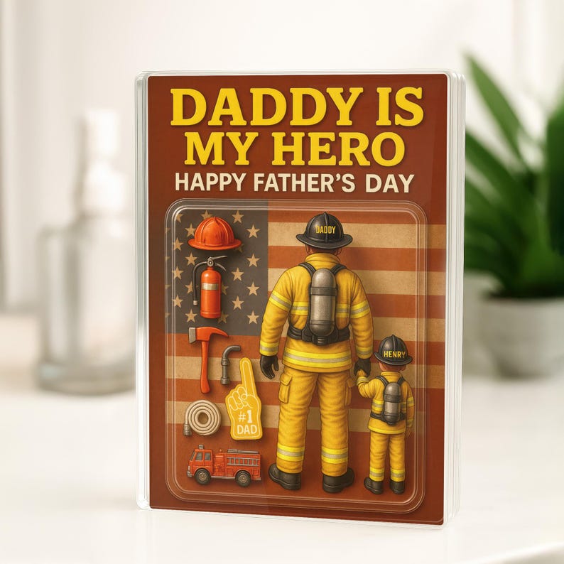 Custom Figure Firefighter Acrylic Block Plaque , Father’s Day Gift ...
