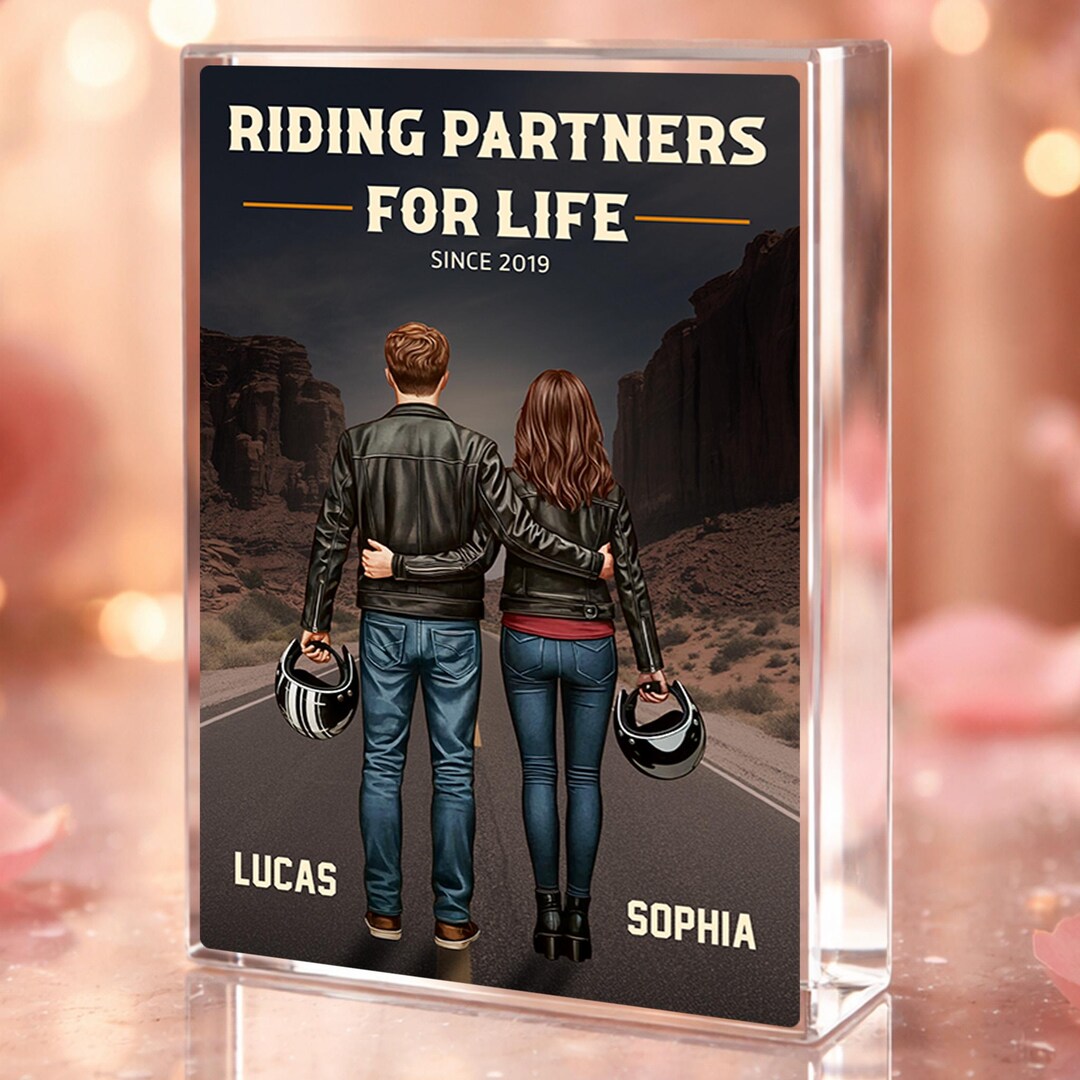 Personalized Biker Couple Acrylic Plaque, Riding Partners for Life ...