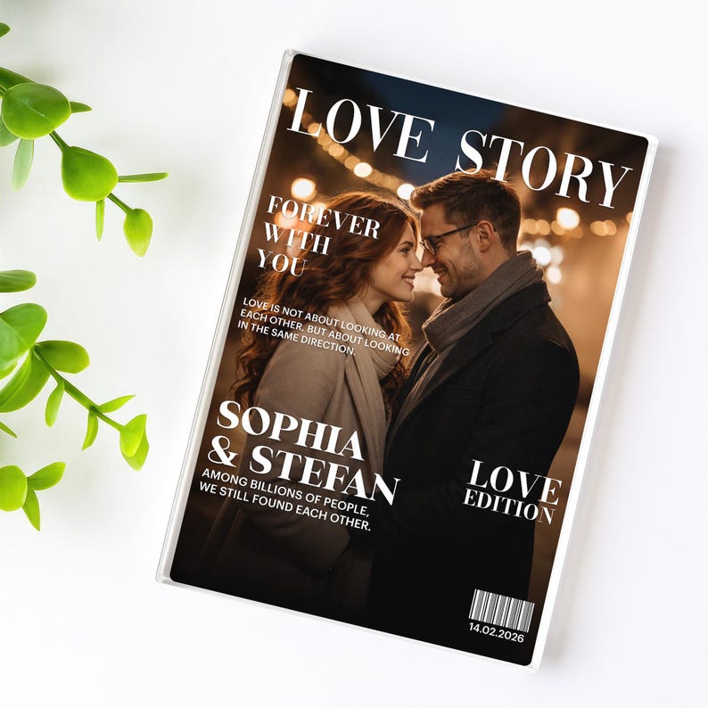 Custom Love Story Magazine Cover Acrylic Block, Personalized Couple ...