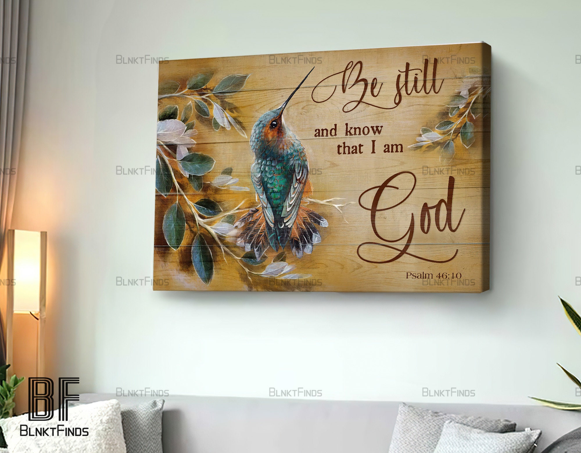 Colorful Hummingbird Art, Be Still and Know That I Am God Canvas ...