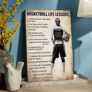 Custom Basketball Life Lessons Canvas for Girl, Women, Female ...