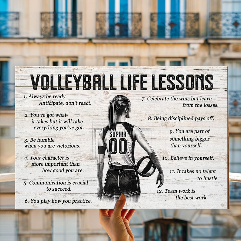 Volleyball Life Lessons Personalized Canvas, Custom Volleyball Poster ...