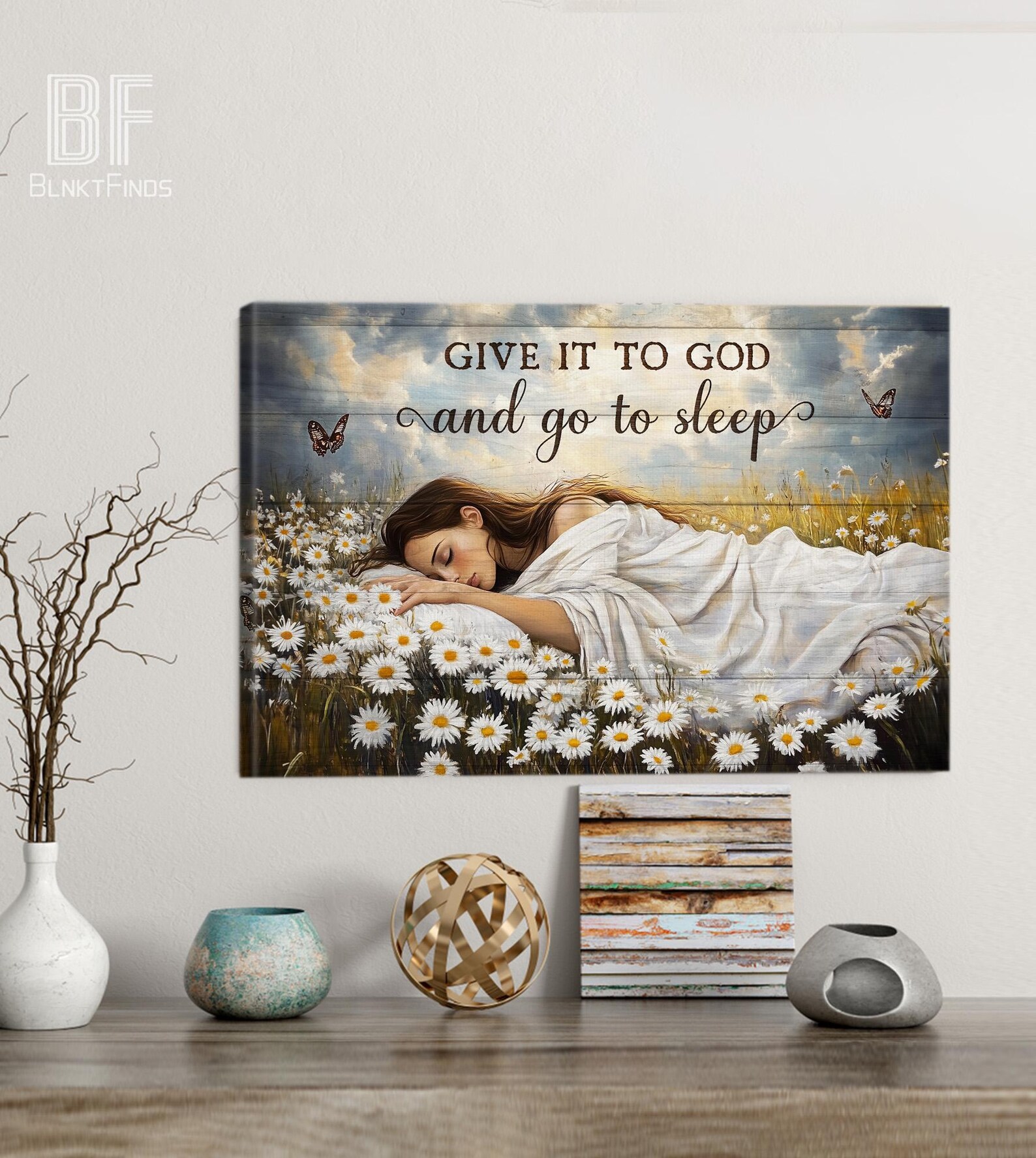 Give It to God and Go to Sleep Jesus Canvas Prints - Christian Wall Art ...