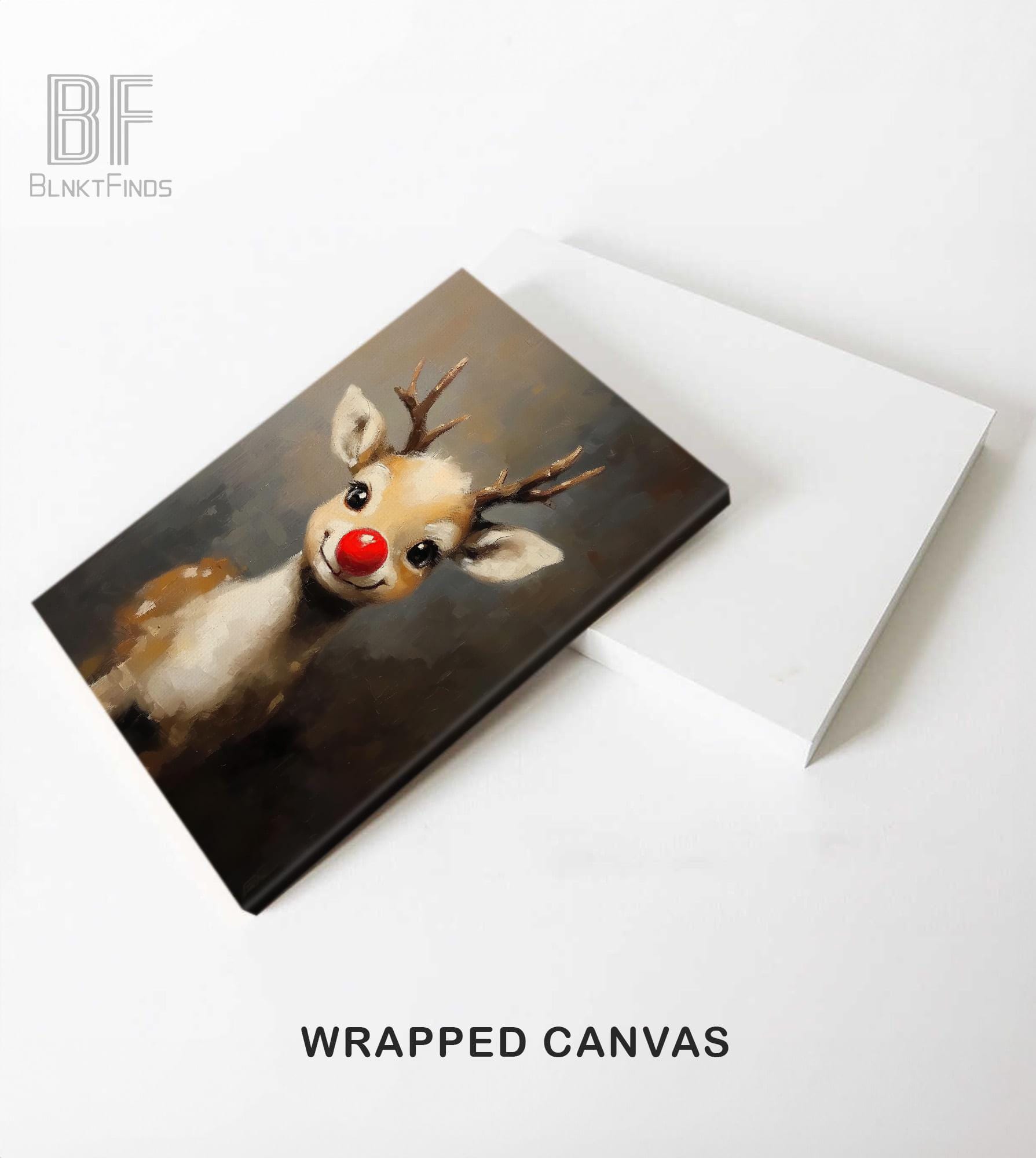 Rudolph Reindeer Oil Painting Canvas Poster, Red Nosed Reindeer ...