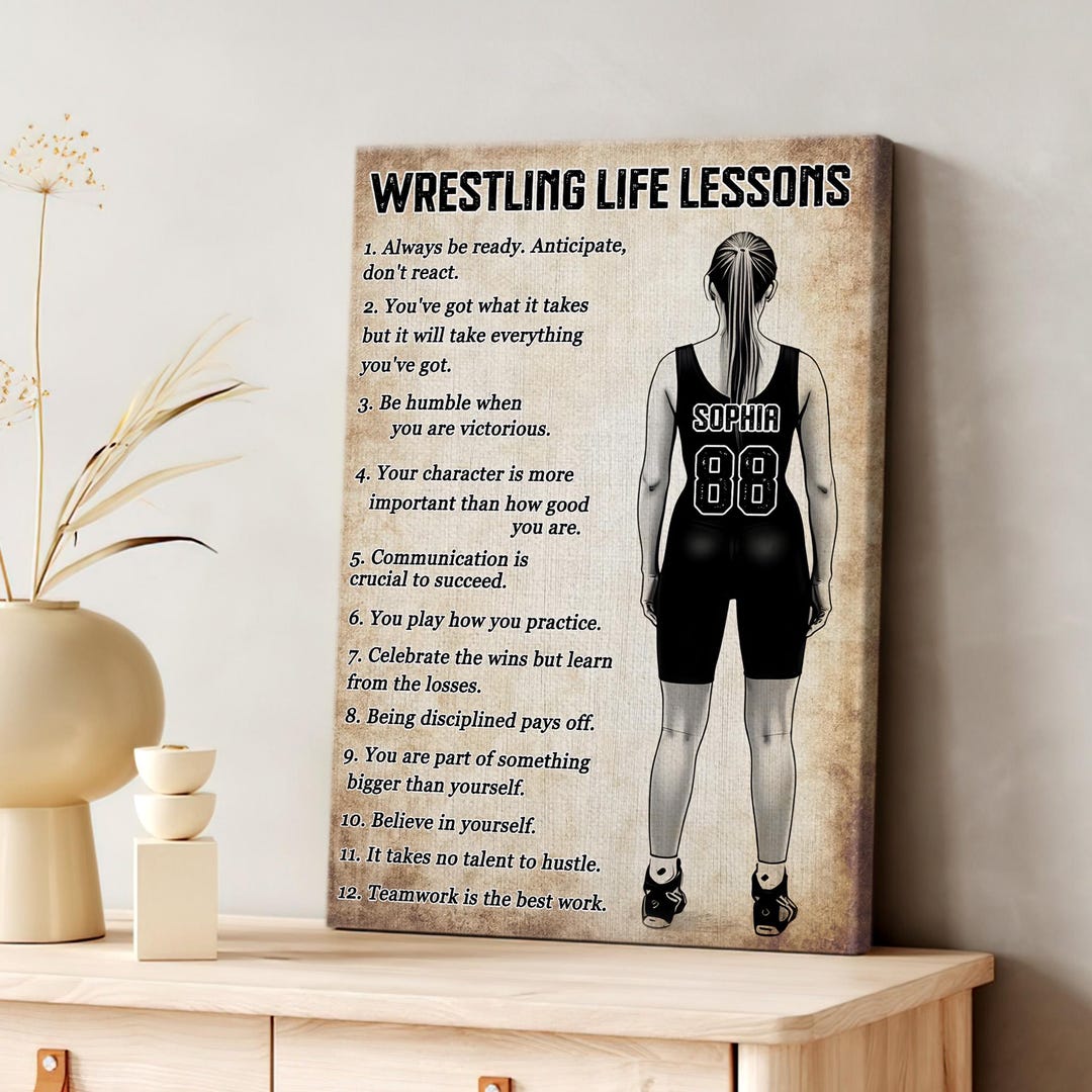 Personalized Wrestling Life Lessons Canvas for Girl, Women, Female ...