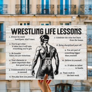 Wrestling Life Lessons Personalized Canvas, Custom Wrestling Poster ...