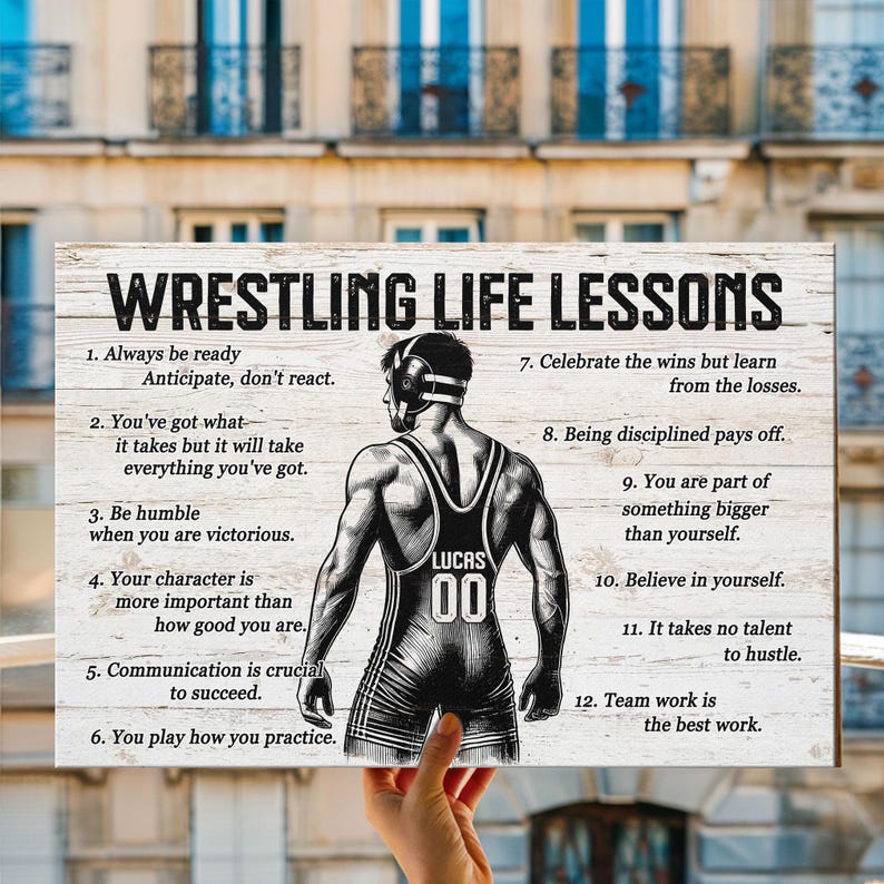 Wrestling Life Lessons Personalized Canvas, Custom Wrestling Poster ...