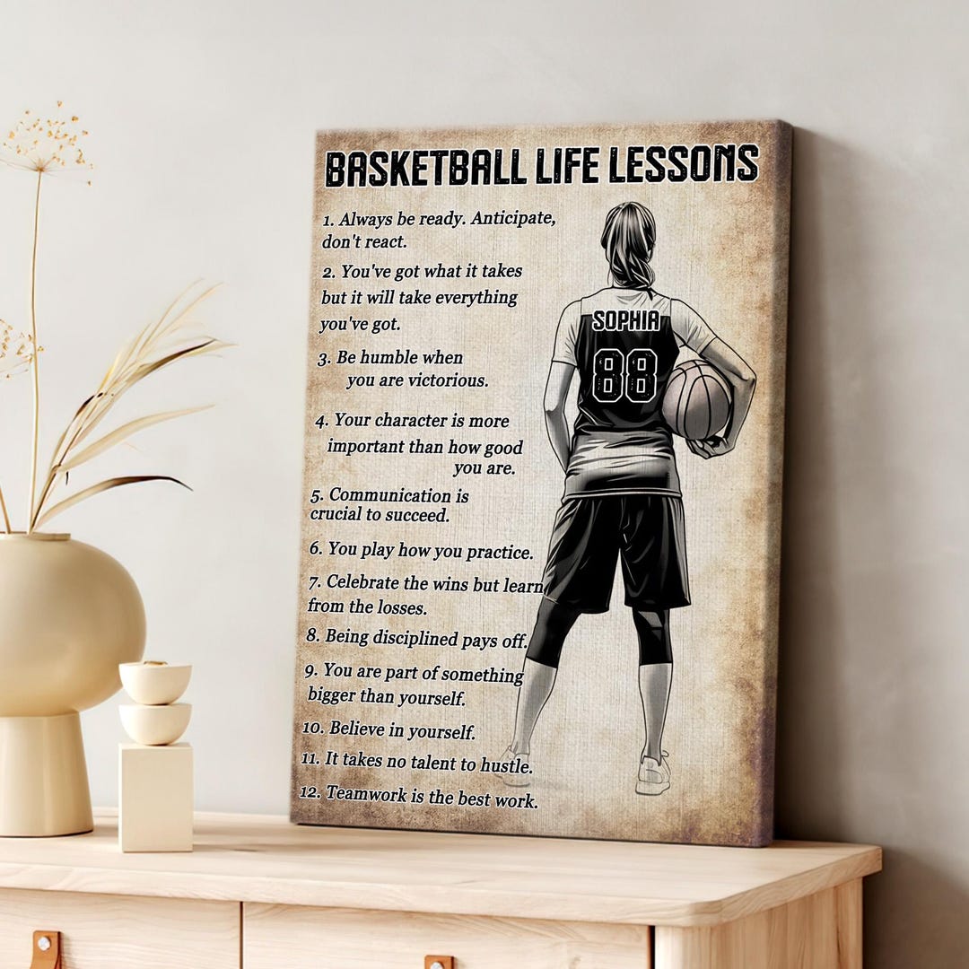 Custom Basketball Life Lessons Canvas for Girl, Women, Female ...