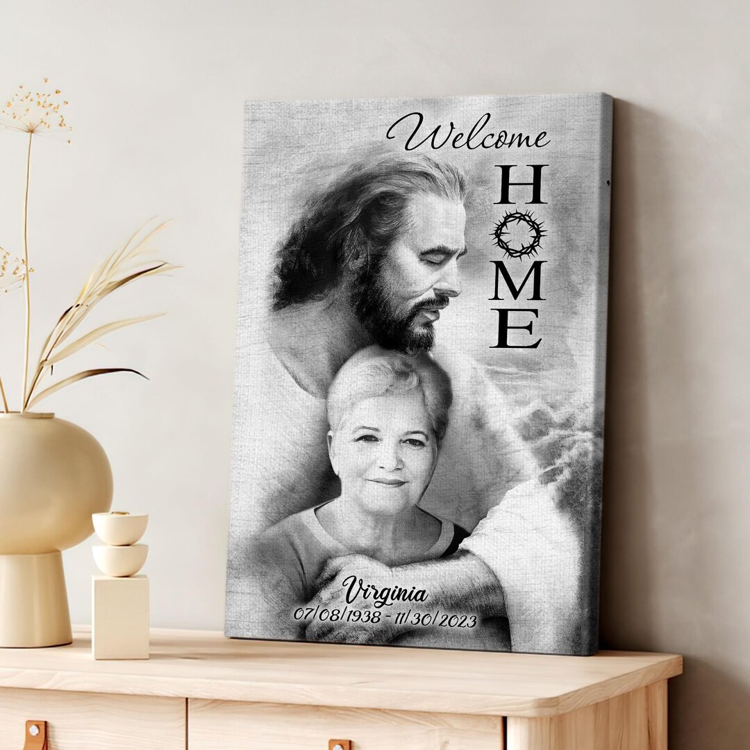 Personalized Memorial Canvas – Jesus Welcome Home Artwork – Custom ...
