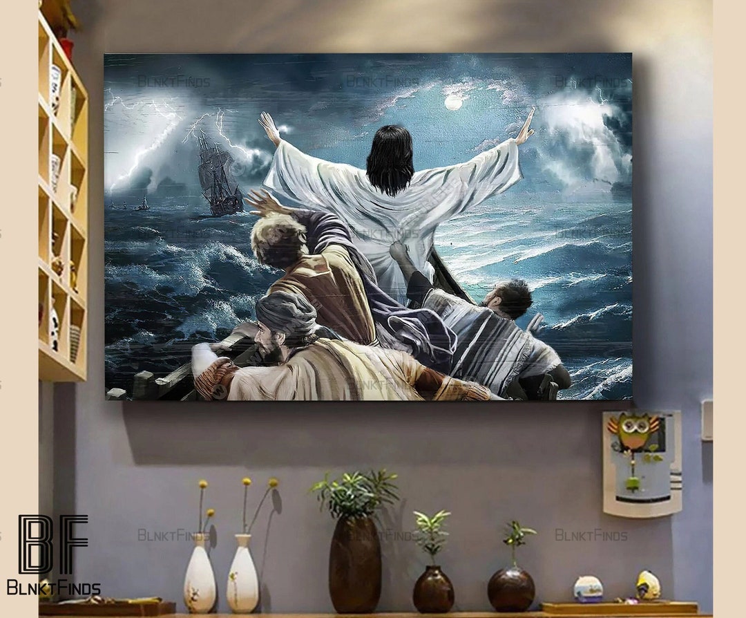 Jesus Saved Us on the Ocean, Storm on the Sea Canvas, Jesus Saved ...
