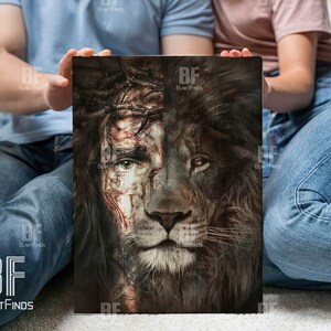 Jesus and Lion Canvas Art, the Perfect Combination Canvas, Christian ...