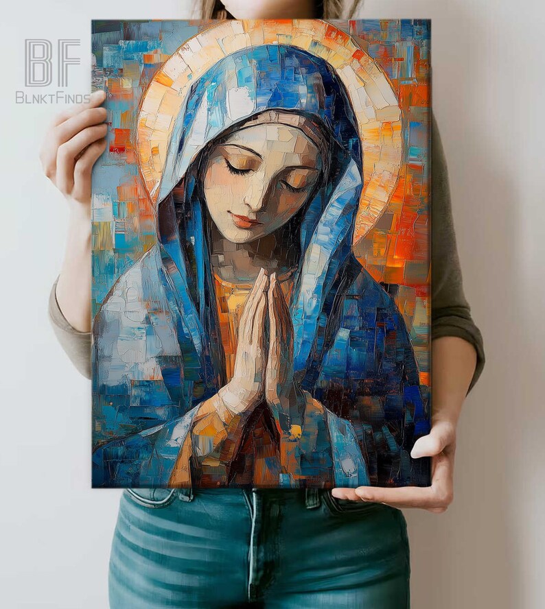 Blessed Virgin Mary in Prayer Canvas, Marian Devotional Art, Christian ...