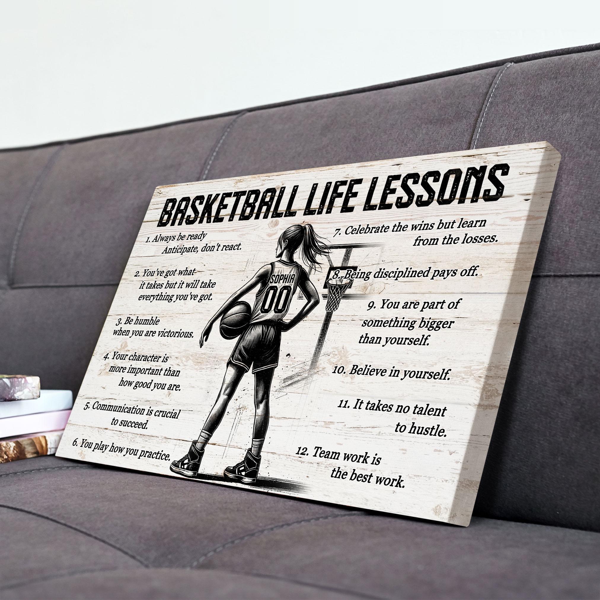 Basketball Life Lessons Personalized Canvas, Custom Basketball Poster ...