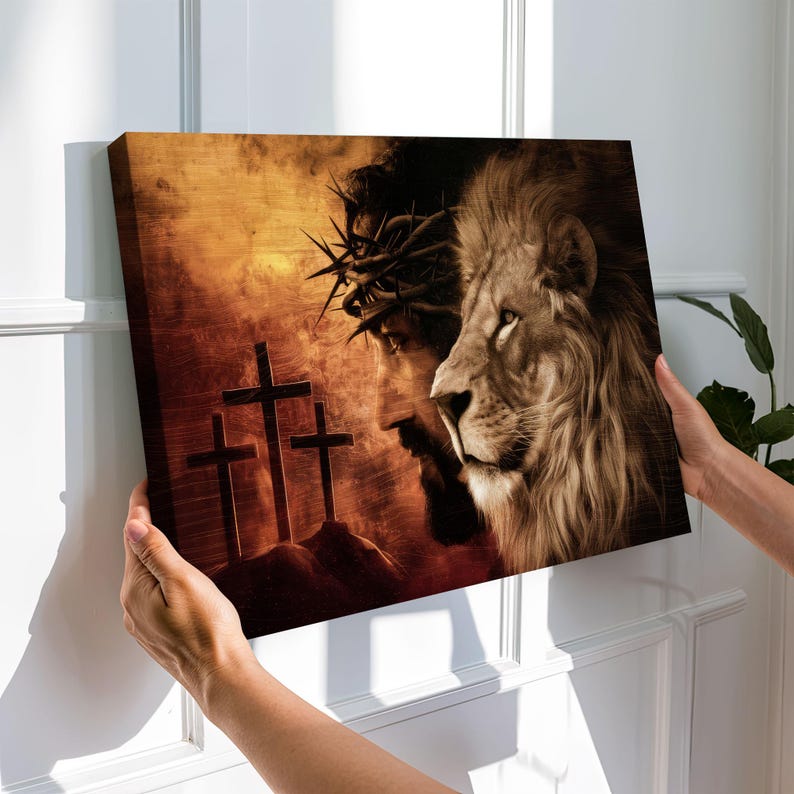 Lion of Judah and Jesus Christ Canvas Print - Christian Wall Art With ...
